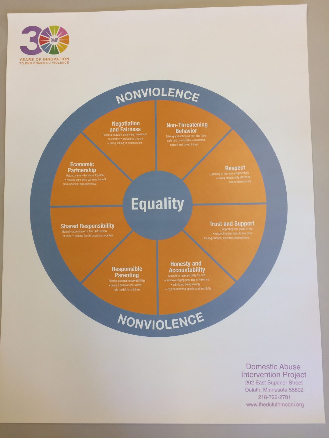 Equality Wheel Poster - Full Color - Domestic Abuse Intervention Programs